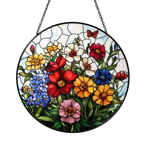 Birth Month Flowers Window Suncatcher, Stained Glass Style Floral ...