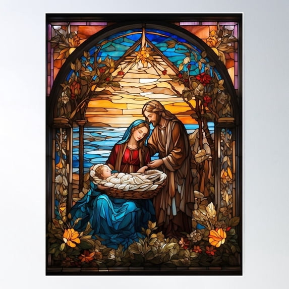 Birth Of Christian Christ, Stained Glass Art, Jesus Poster Wall Art ...