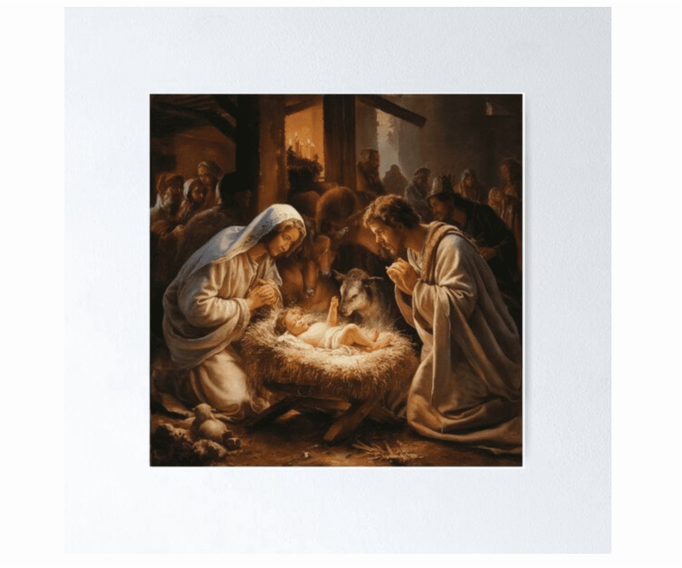 Birth Of Jesus In A Manger Poster Home Decor Office Wall Art - Walmart.com