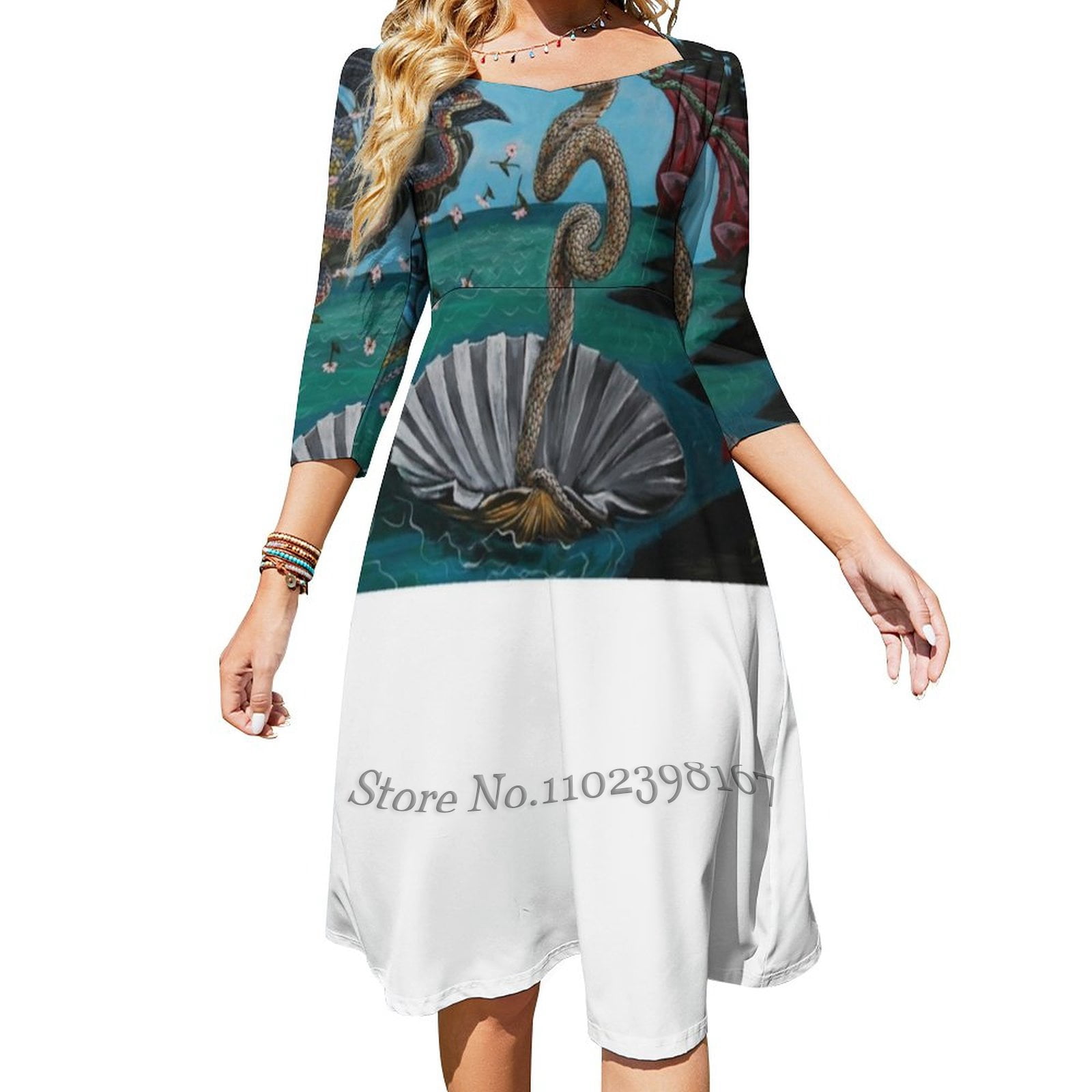 Birth Of Venus Sweetheart Knot Flared Dress Fashion Design Large Size ...