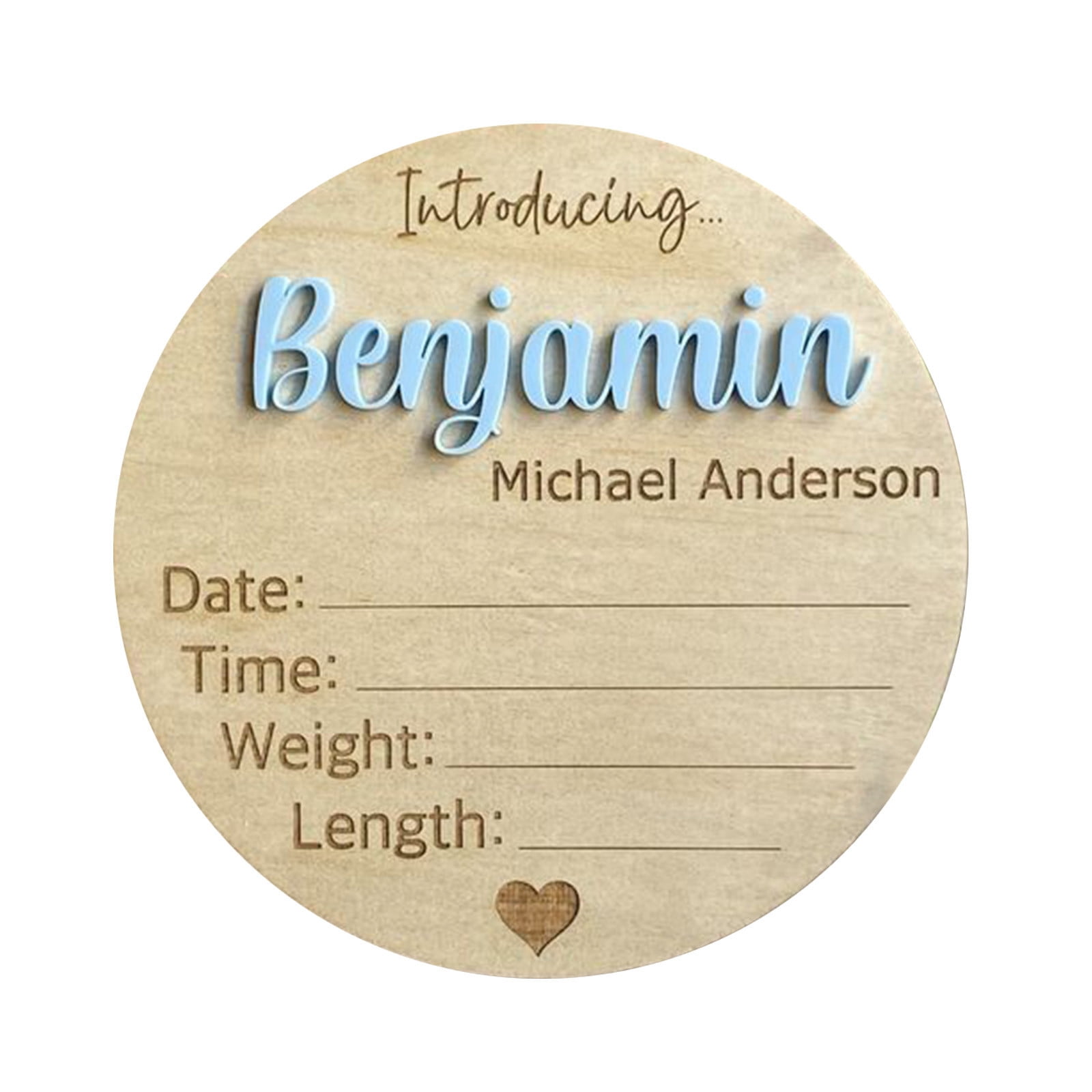 Birth Stat Sign Round Wooden Custom Baby Name Sign Girl Home Wreath ...