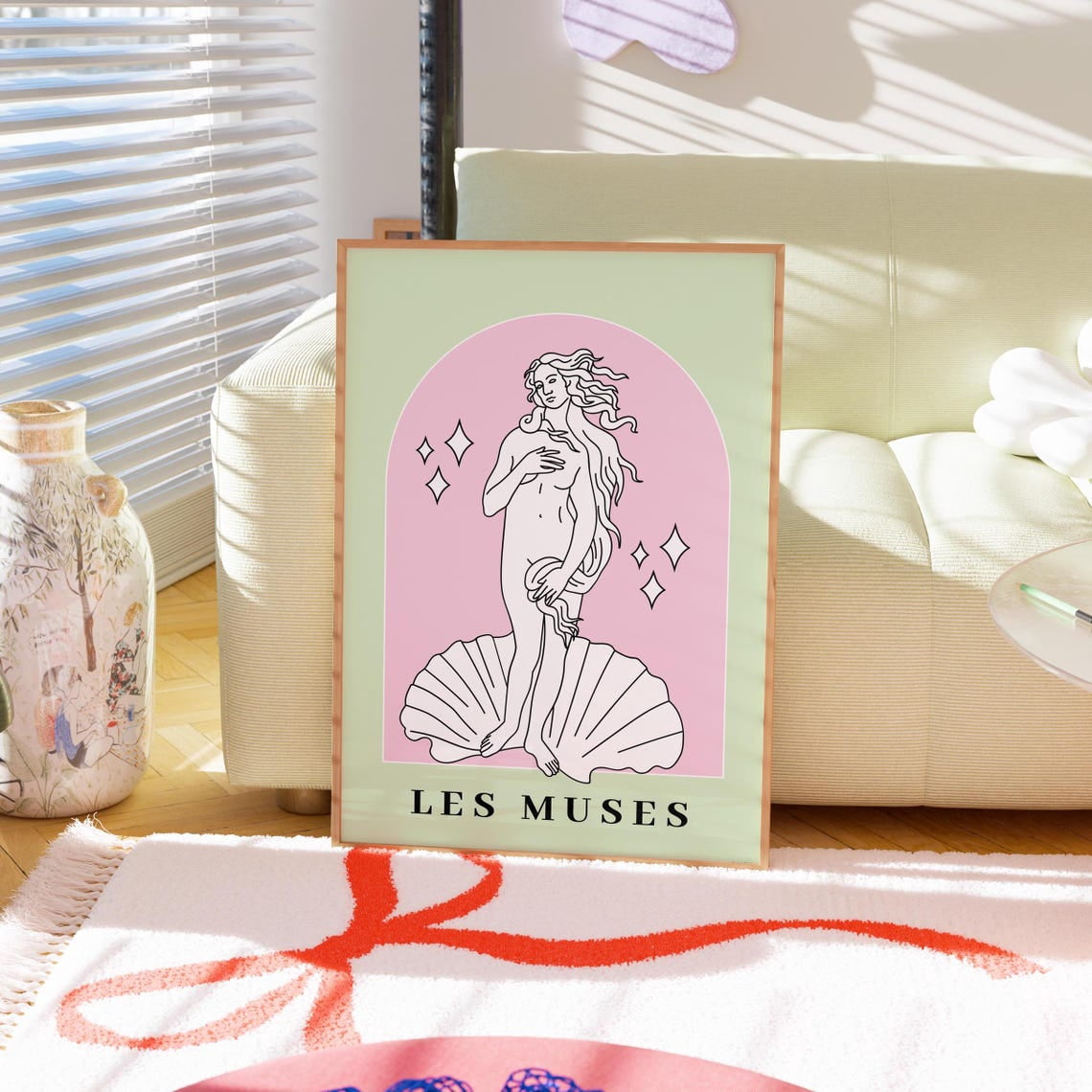 Birth Venus Minimalist Line Danish Pastel Poster Unframed Paper Print ...