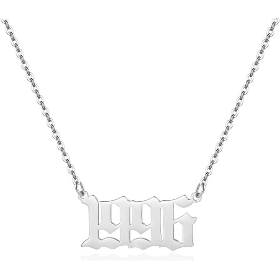 Birth Year Necklace for Women,Stainless Steel Birth Year Number Pendant ...