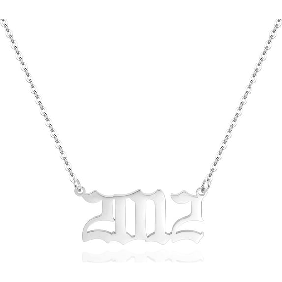 Birth Year Necklace for Women,Stainless Steel Birth Year Number Pendant ...