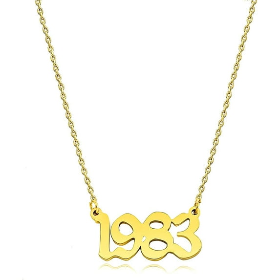 Birth Year Number Necklace for Women 18K Gold Plated Stainless Steel ...