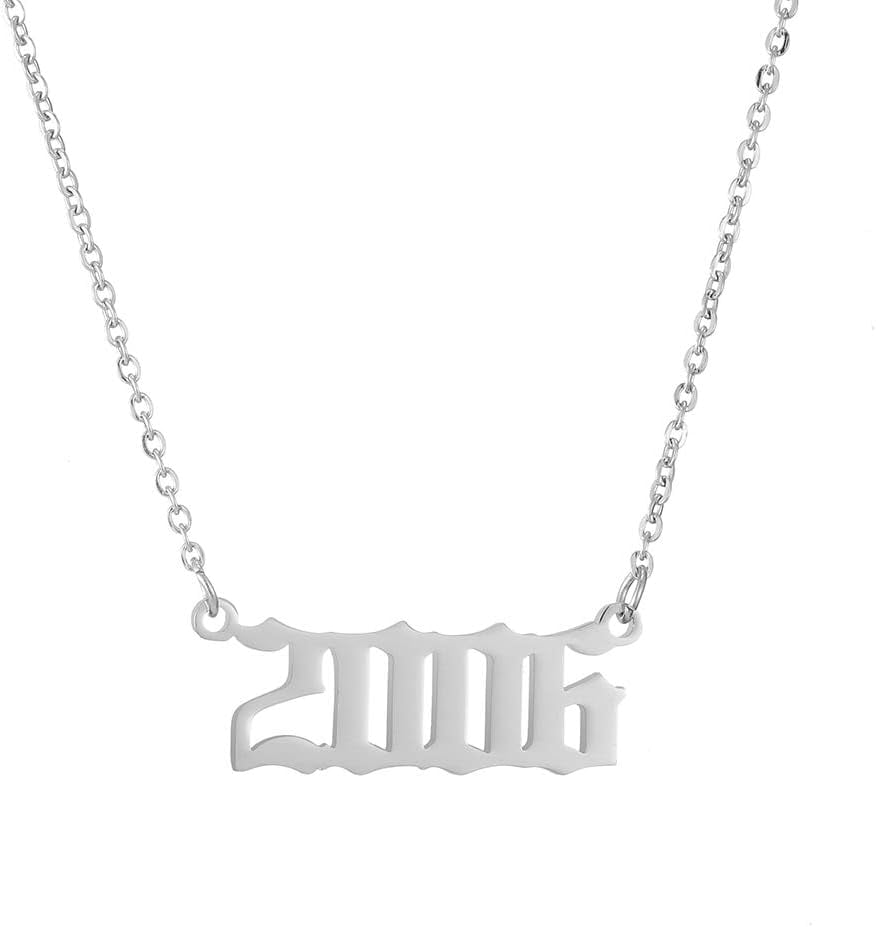Birth Years Necklace,Initial Year Number Pendant Necklace Birthday Gift ...