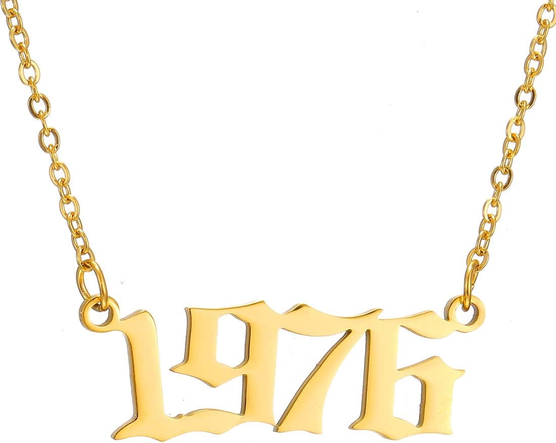 Birth Years Necklace,Initial Year Number Pendant Necklace Birthday Gift ...