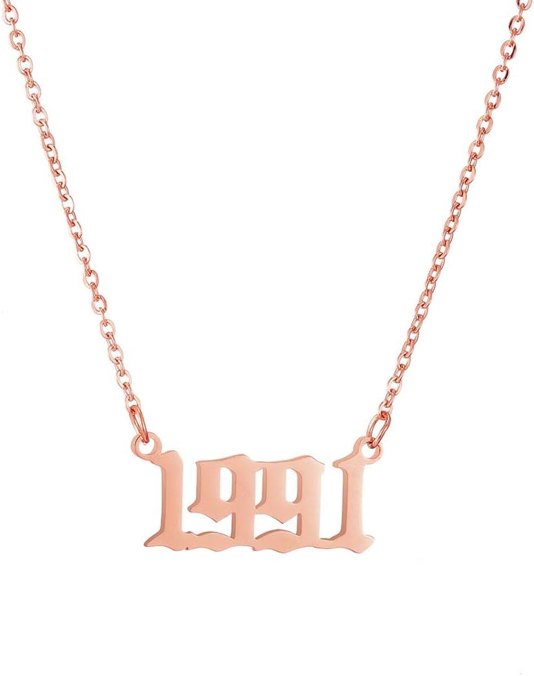 Birth Years Necklace,Initial Year Number Pendant Necklace Birthday Gift ...