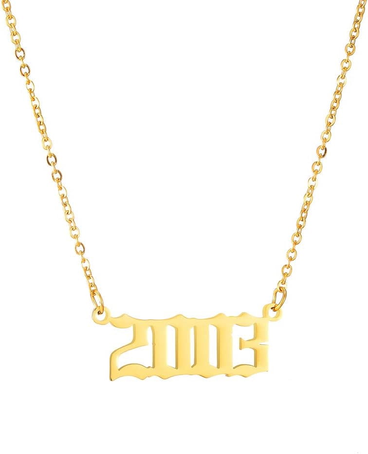 Birth Years Necklace,Initial Year Number Pendant Necklace Birthday Gift ...