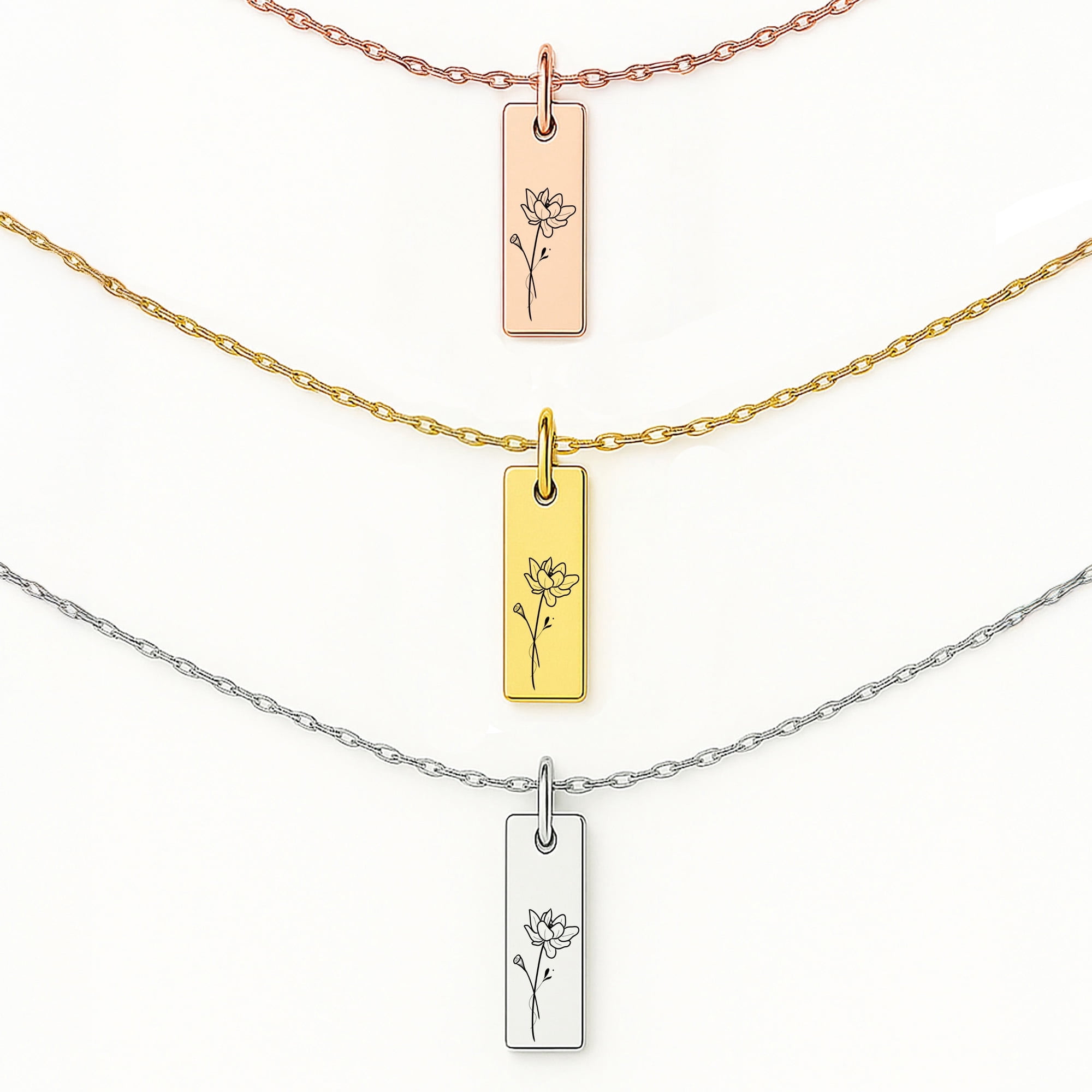 Birth flower Silver Necklace for Women Custom July Birthflower Jewelry ...