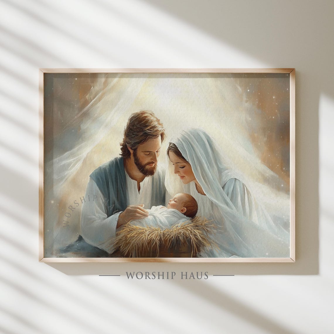 Birth of Jesus Christian Wall Art Nativity Scene with Mary and Baby ...