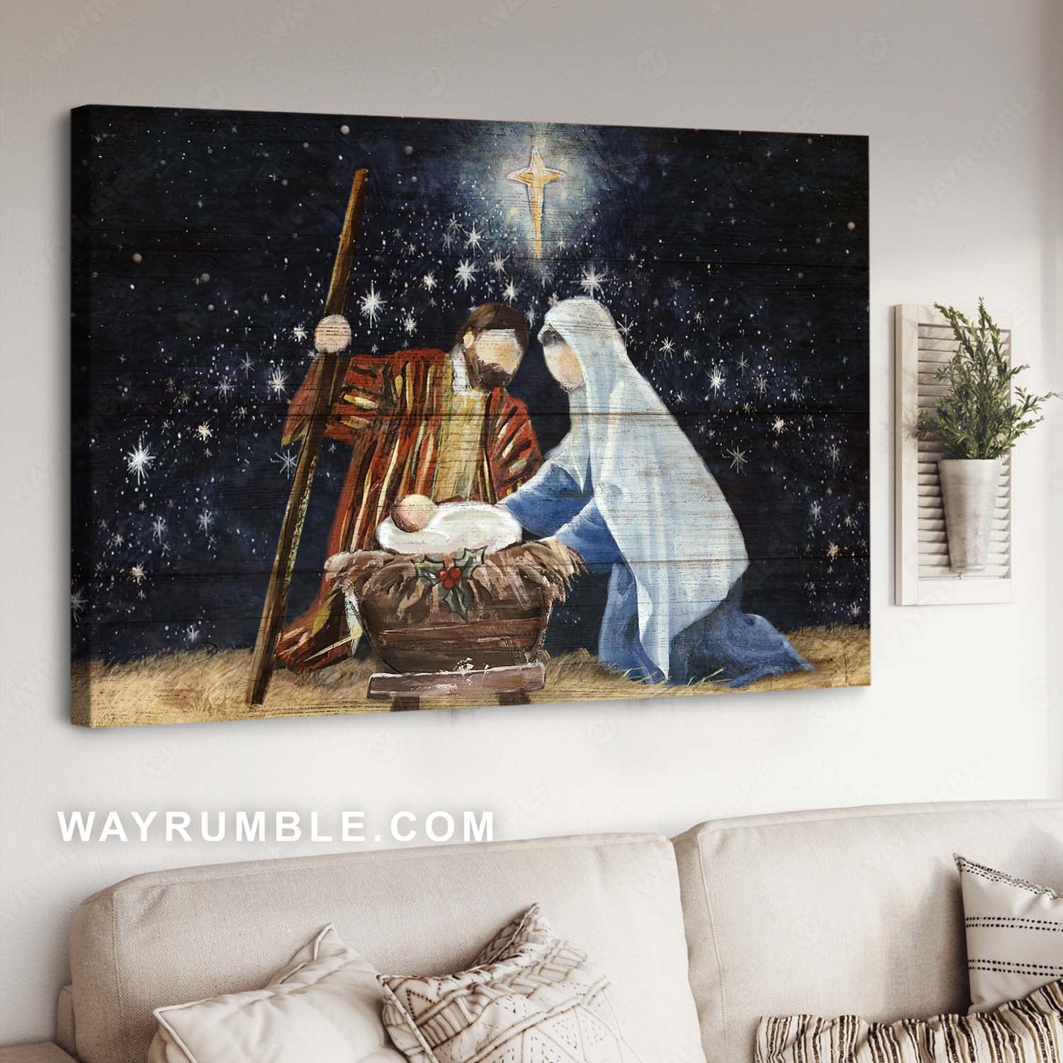 Birth of Jesus, Star of Bethlehem, Starry night, Baby Jesus in the ...