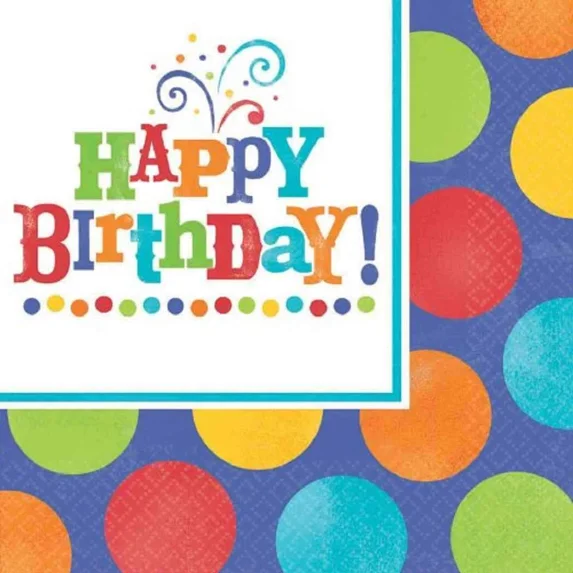 Birthay Fever Fun Polka Dot Blue Adult Birthday Party Paper Luncheon ...