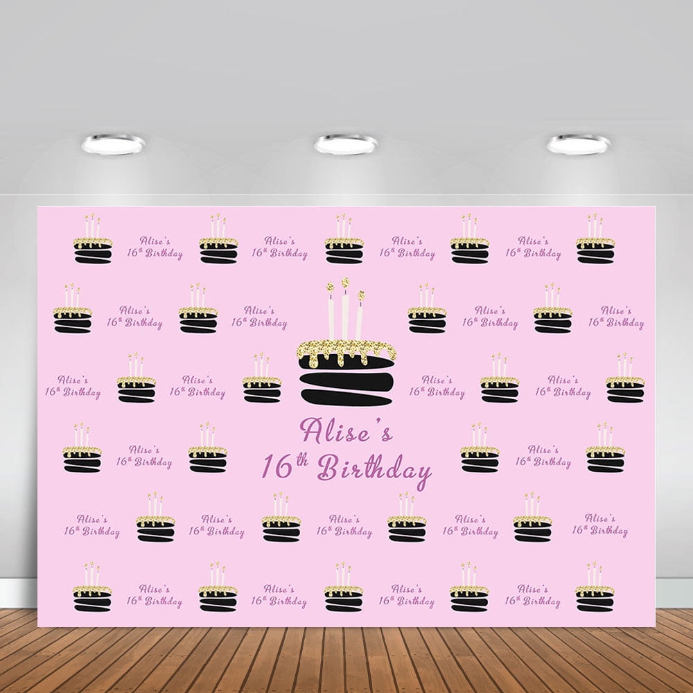 Birthay Party Backgrounds for Photography Studio Pink Cake Sweet 16th ...