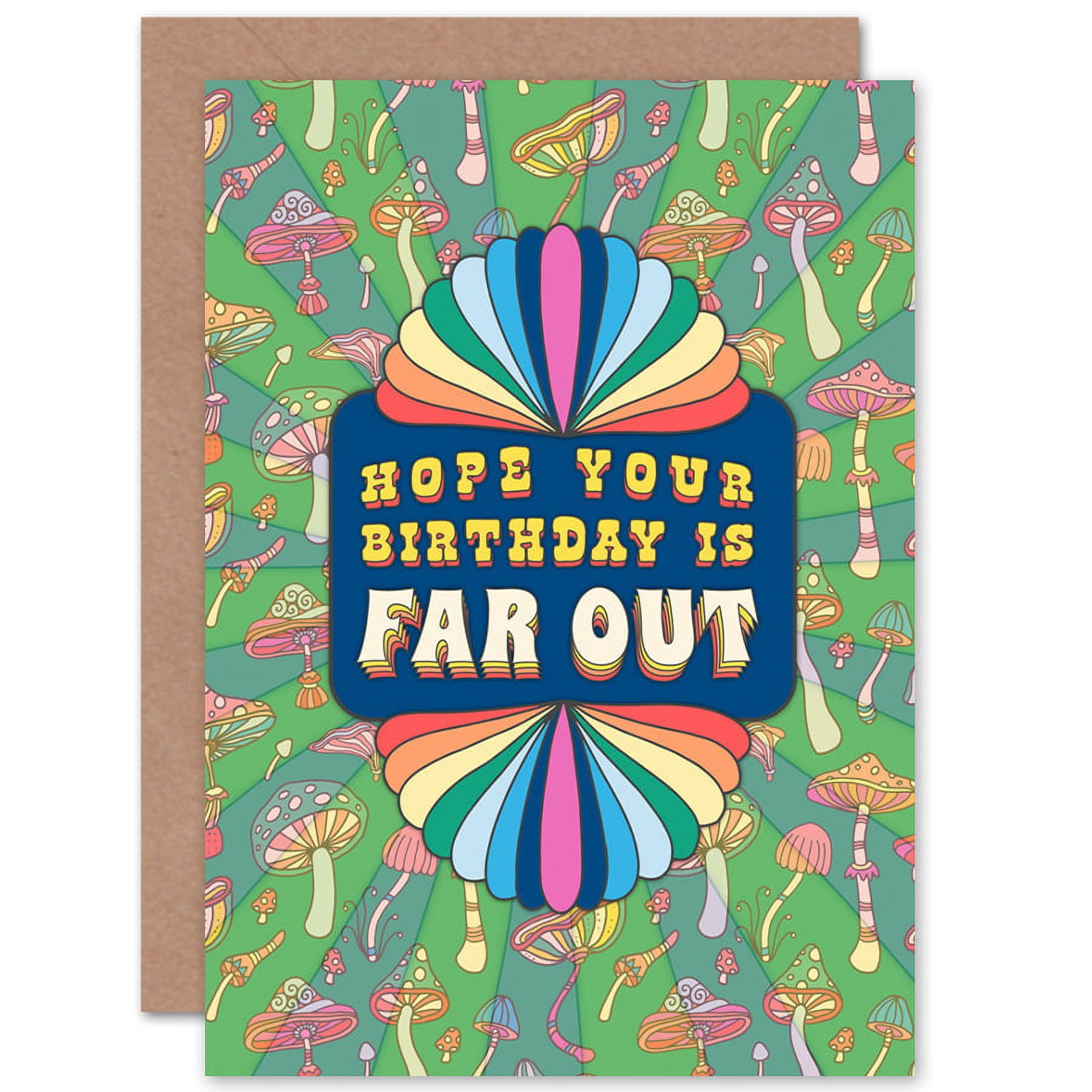 Birthday 70s Far Out Trippy Retro Greetings Card Plus Envelope Blank ...