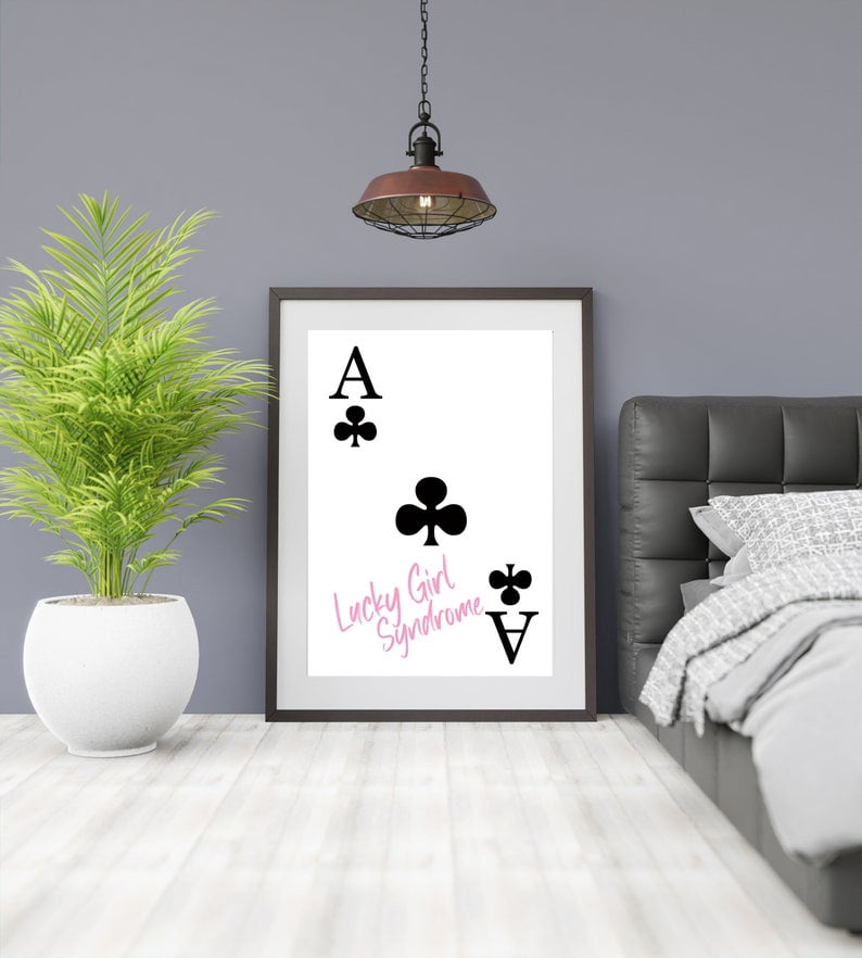 Birthday Ace Card Poster, Lucky Girl Syndrome Wall Art, Unframed Paper ...