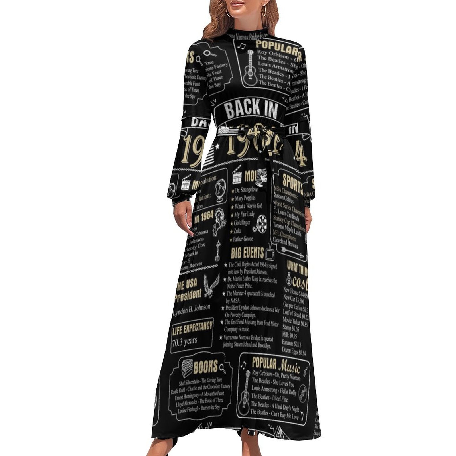 Birthday Anniversary 1964 History Back in 1964 Long Dress luxury dress ...