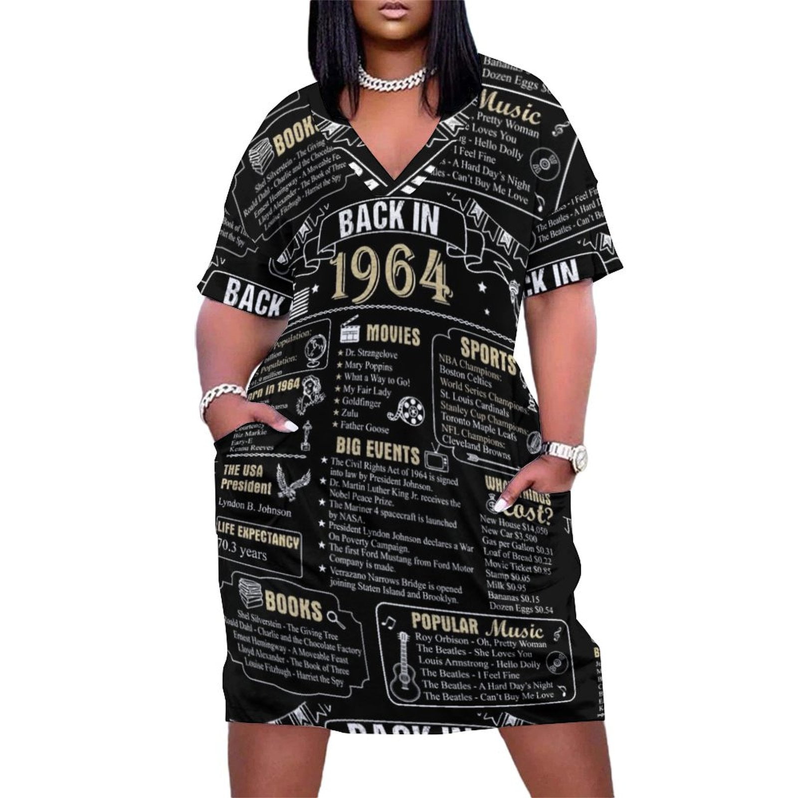 Birthday Anniversary 1964 History Back in 1964 Loose Pocket Dress ...