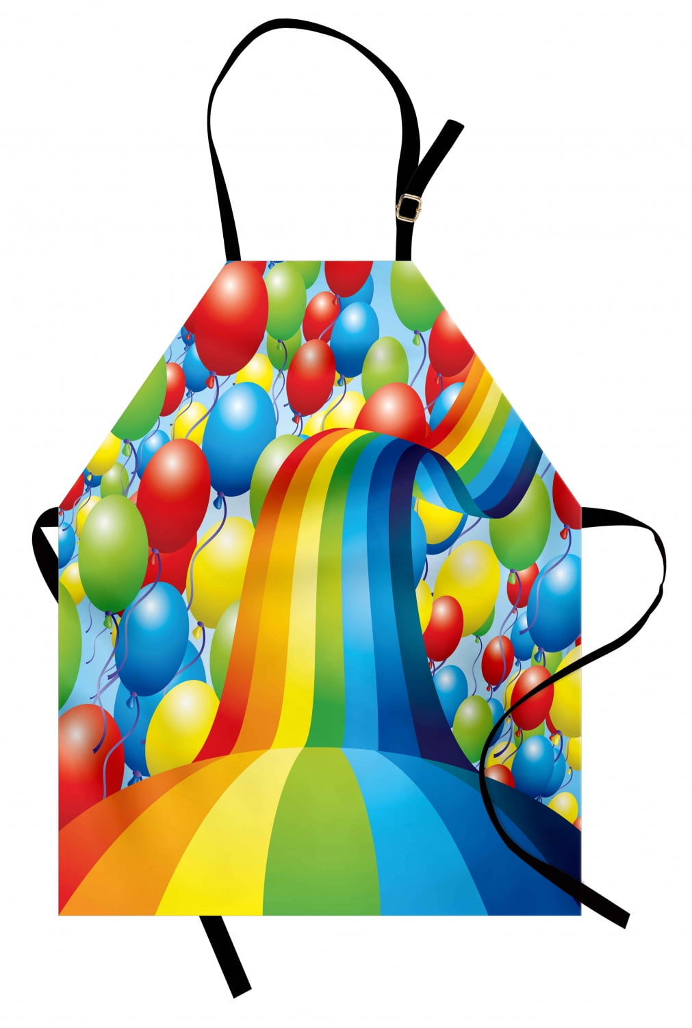Birthday Apron Many Vibrant Balloons Wavy Rainbow Ribbons Festive ...