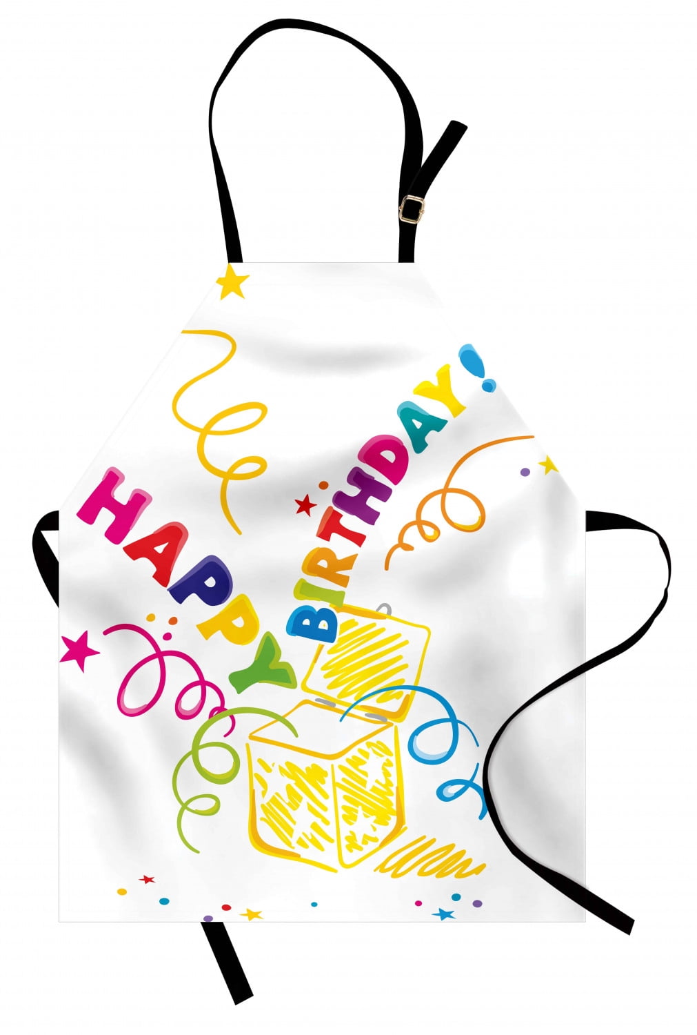 Birthday Apron Surprise in a Box Theme Doodle Style Cheerful Spirals ...