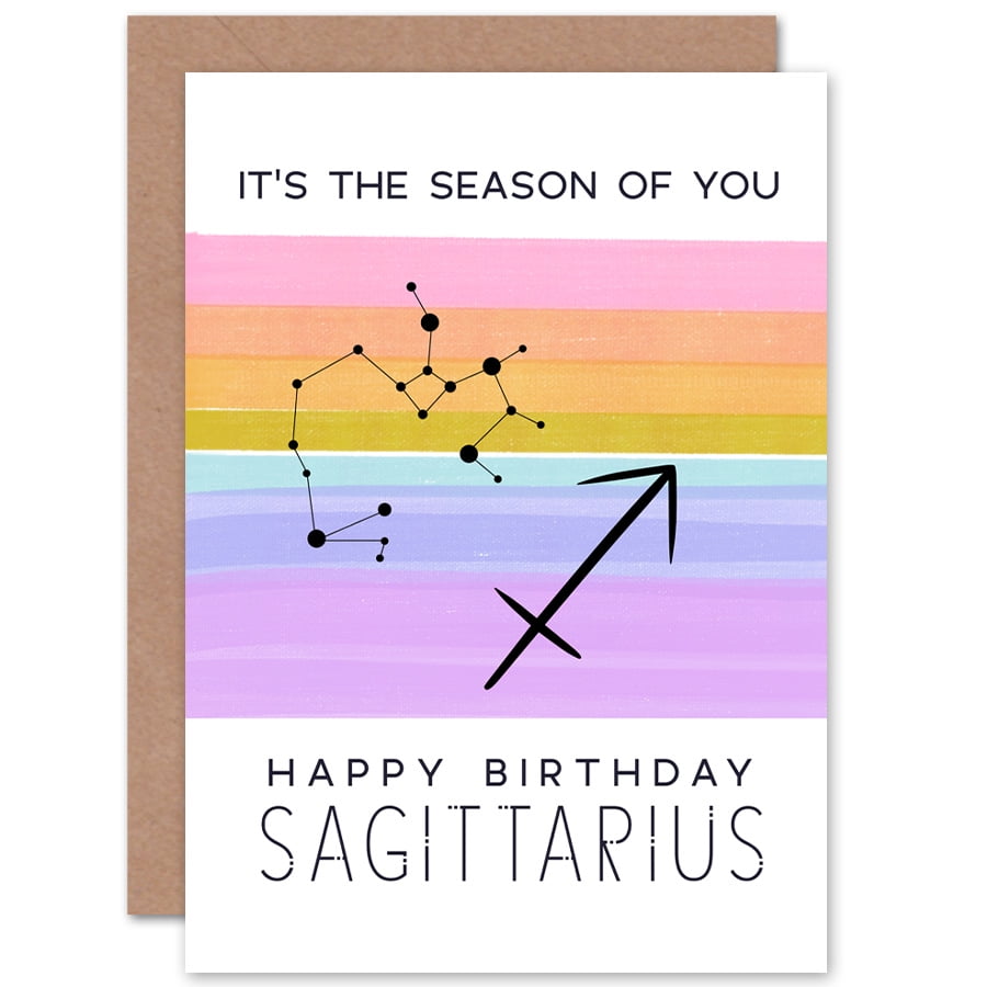 Birthday Astrology Sagittarius Zodiac Sign Greetings Card Plus Envelope ...