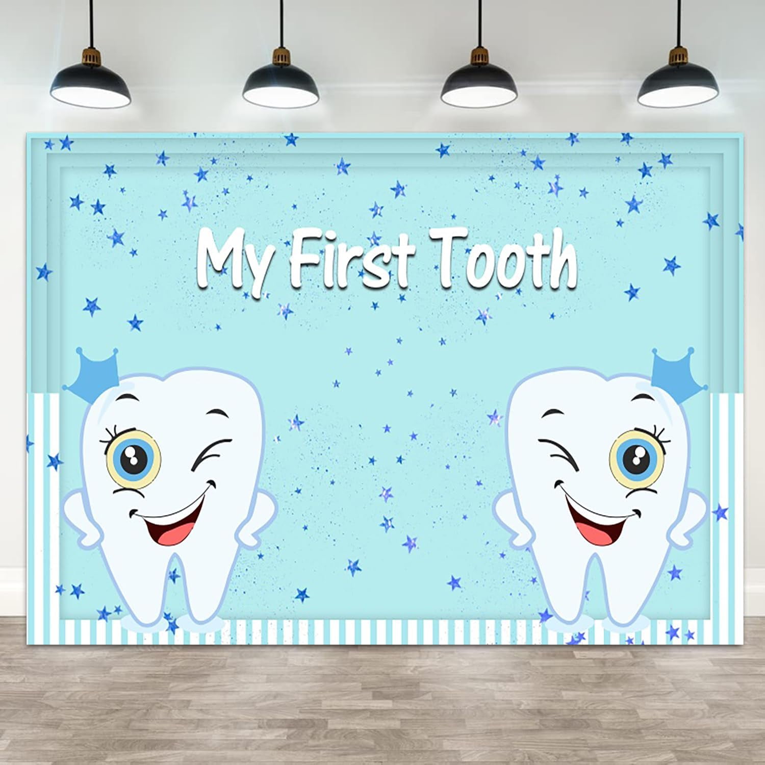 Birthday Backdrop My First Tooth Photography Background Cartoon Teeth ...