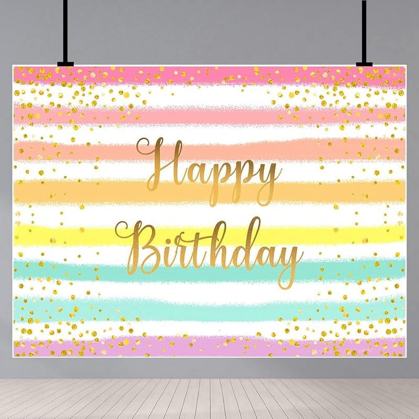 Birthday Backdrop for Girls Colorful Stripes Gold Spots Birthday Photo ...