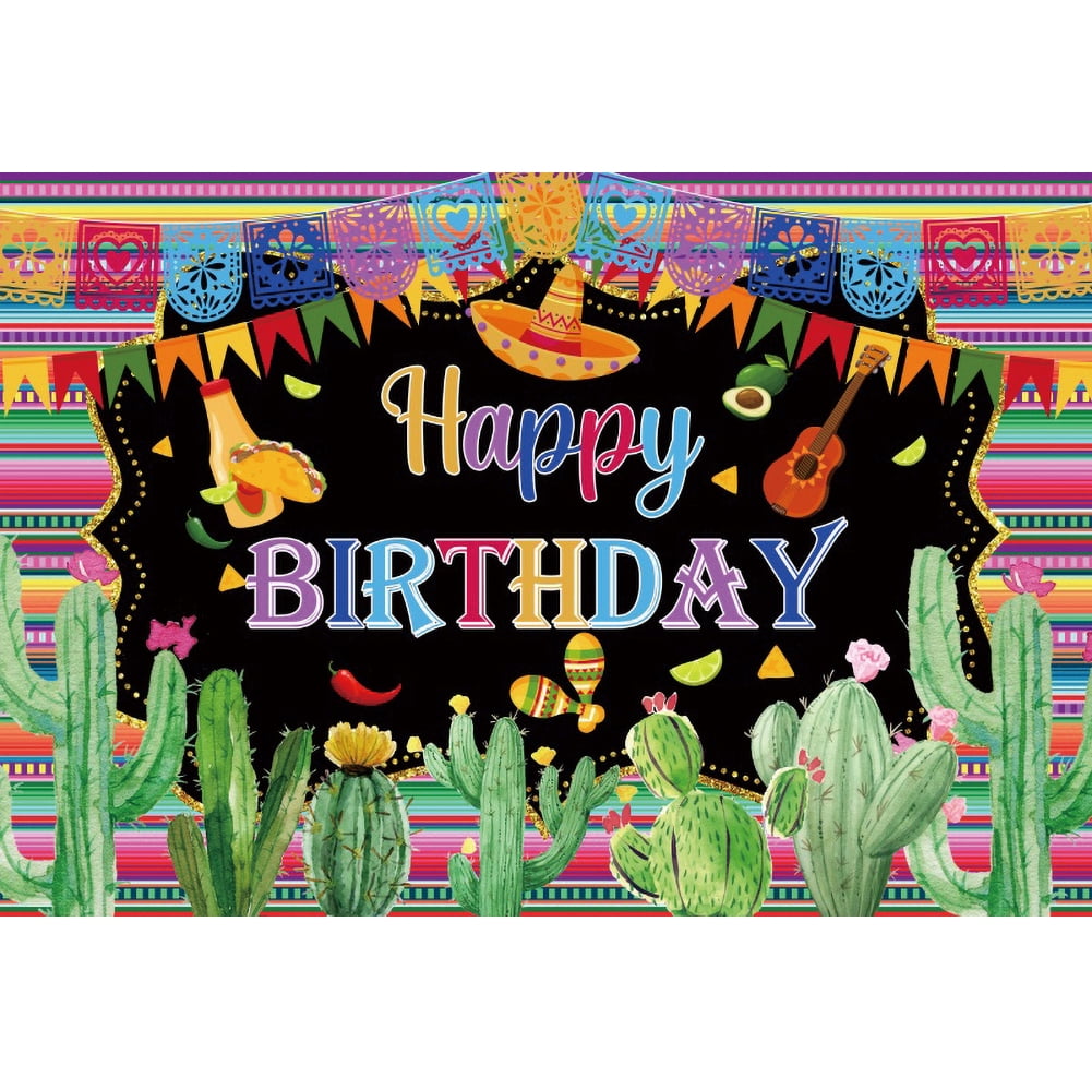Birthday Backdrop Mexican Cactus Kids Happy Birthday Party r Fiesta ...