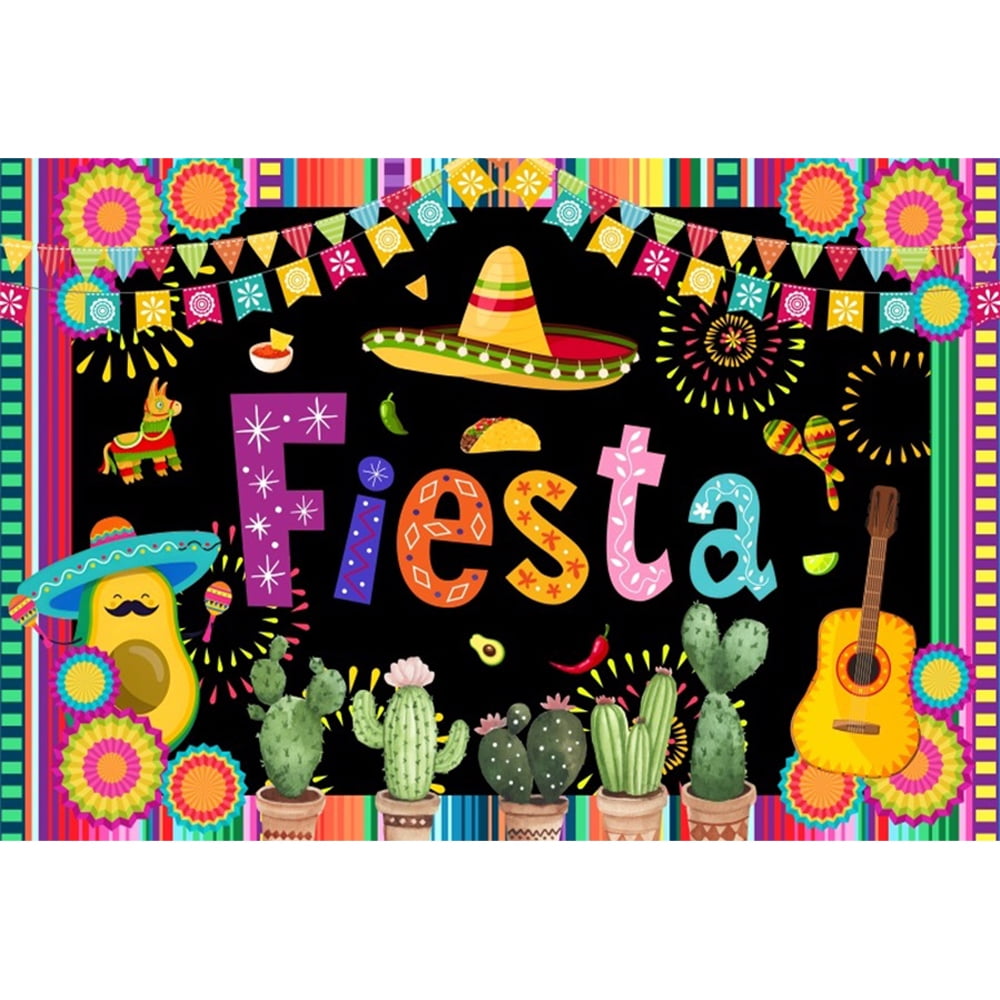 Birthday Backdrop Mexican Cactus Kids Happy Birthday Party r Fiesta ...