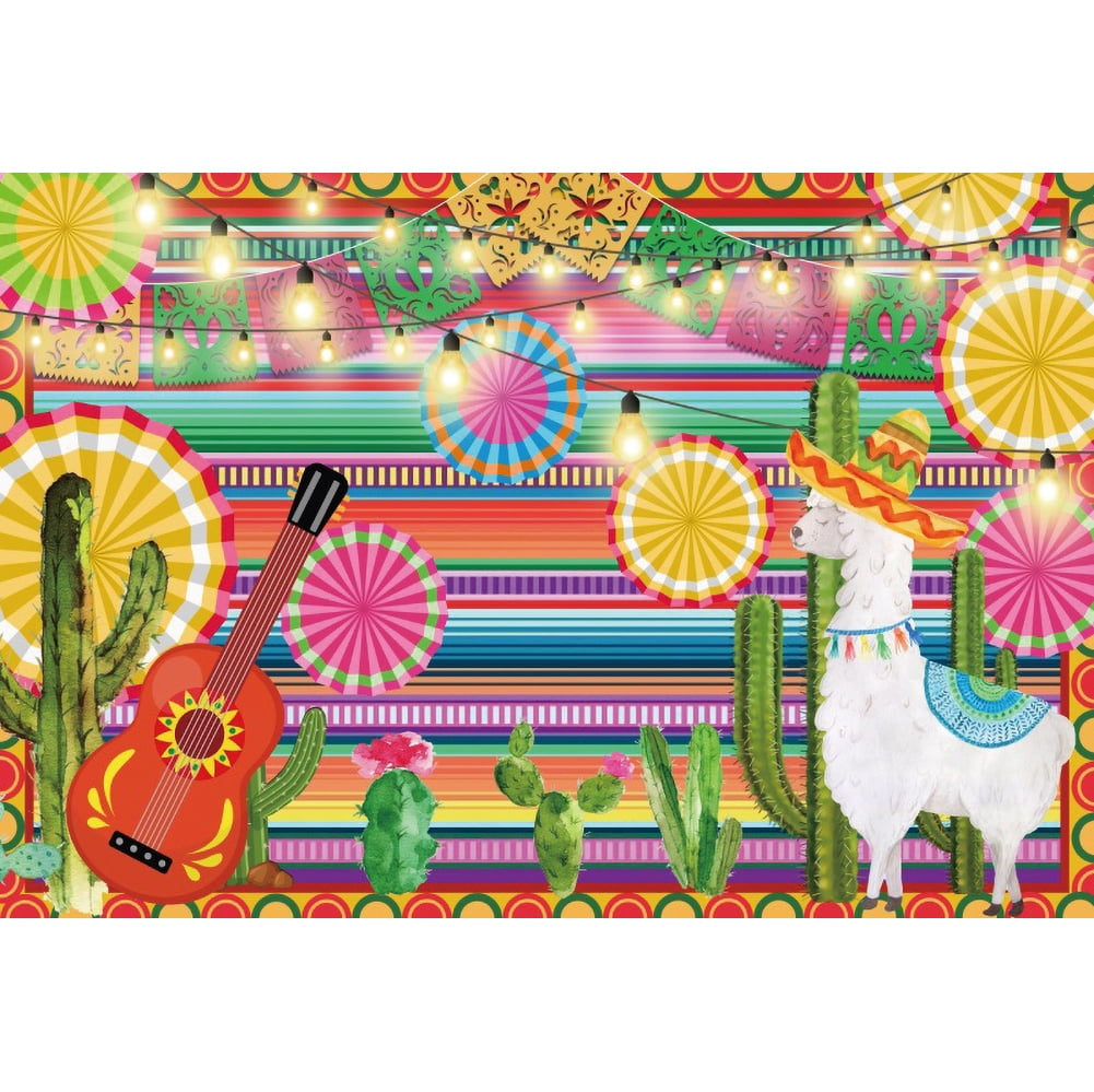 Birthday Backdrop Mexican Cactus Kids Happy Birthday Party r Fiesta ...