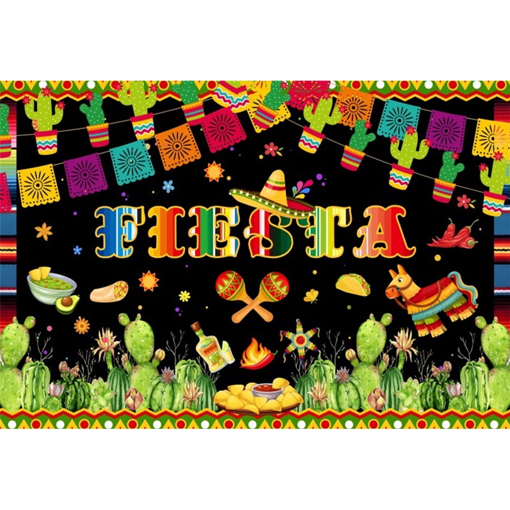 Birthday Backdrop Mexican Cactus Kids Happy Birthday Party r Fiesta ...