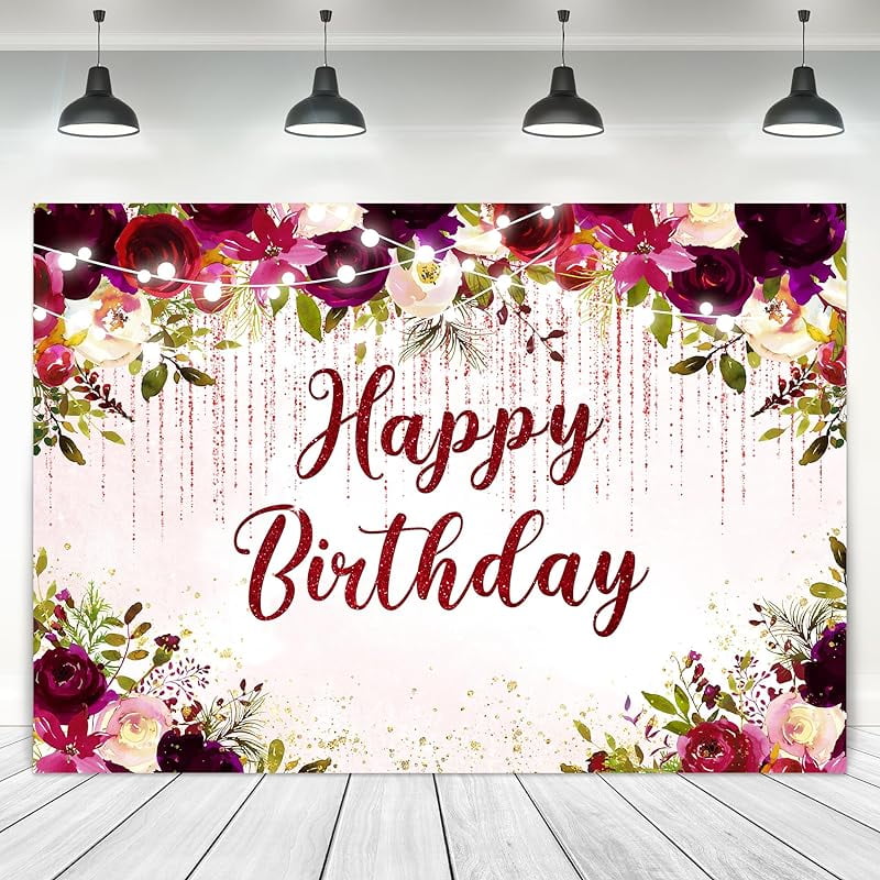 Birthday Backdrop for Girls Women Polyester Happy Birthday Party ...