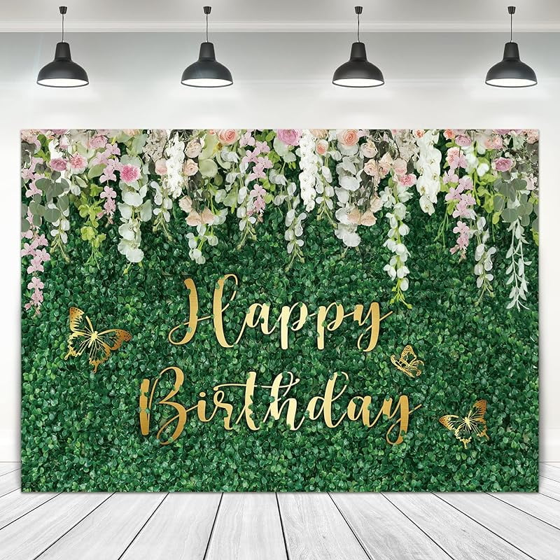 Birthday Backdrop for Girls Women Polyester Happy Birthday Party ...