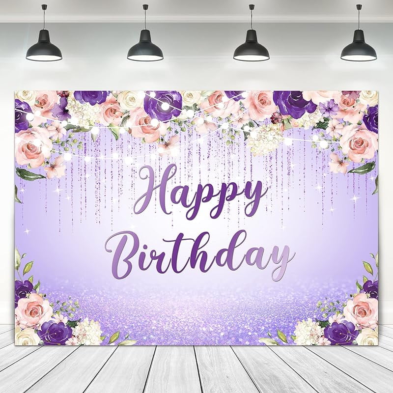 Birthday Backdrop for Girls Women Polyester Happy Birthday Party ...