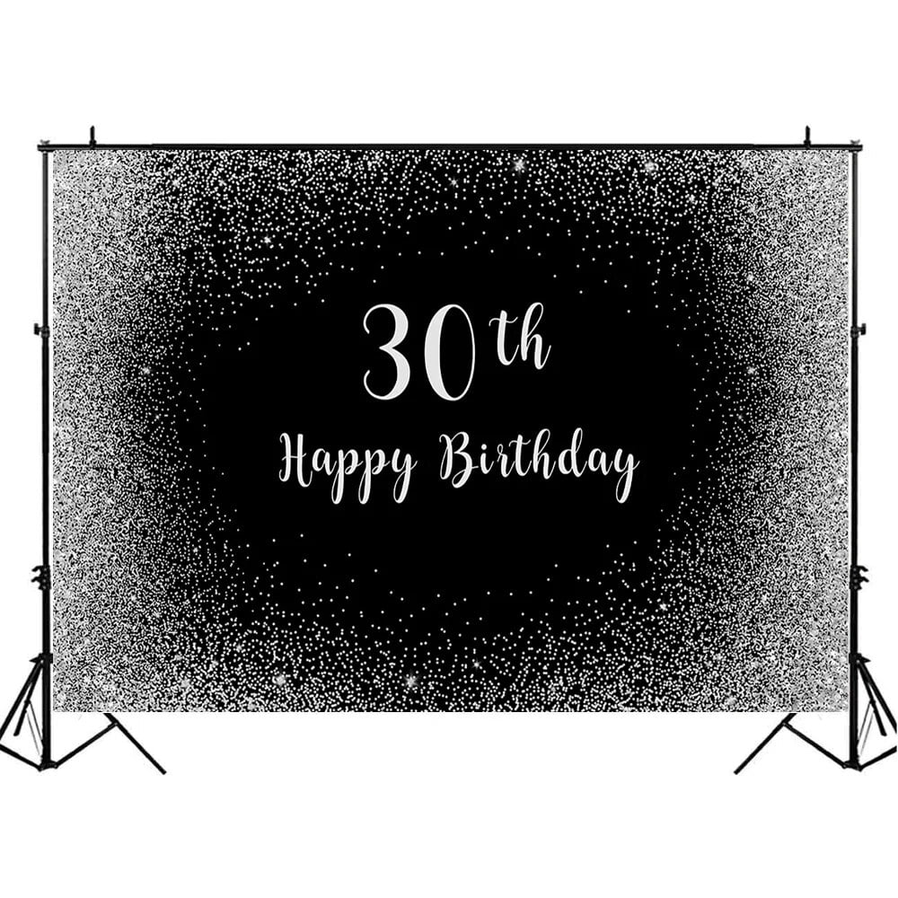 Birthday Backdrop For Photography Silver Glitter 30th 40th 50th Birthday Photo Backdrops