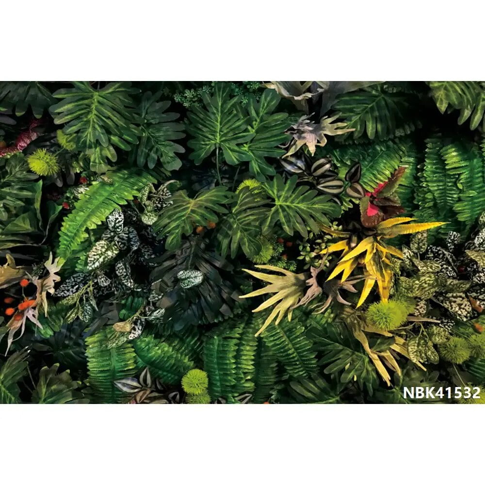 Birthday Backdrops Jungle Party Green Grass Leaves Baby Shower ...