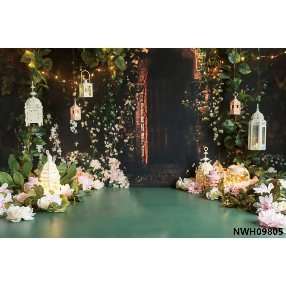 Birthday Backdrops Pink Balloons Flowers Stars Fireplace Baby Portrait ...