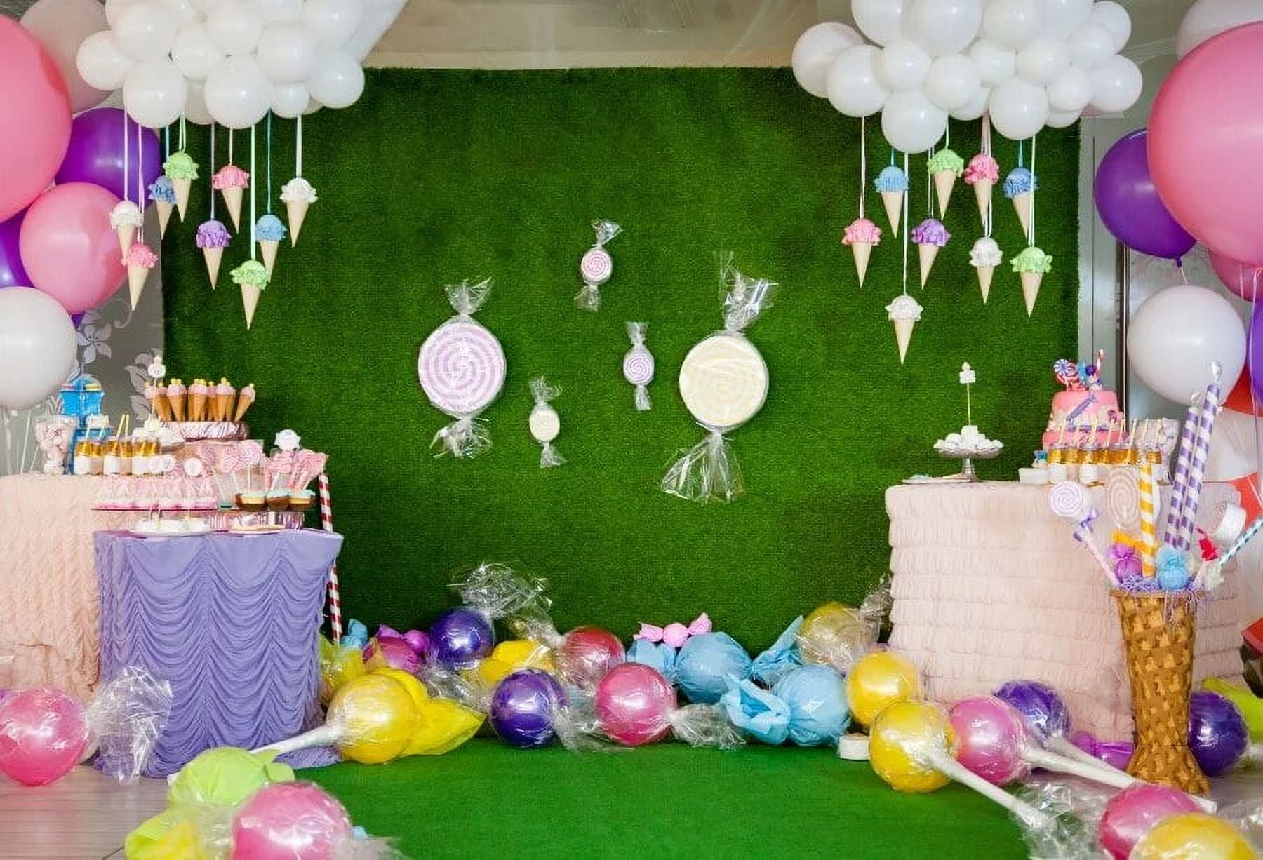 Birthday Backdrops Pink Blue Curtain Candy Lollipop Donut Ice Cream ...