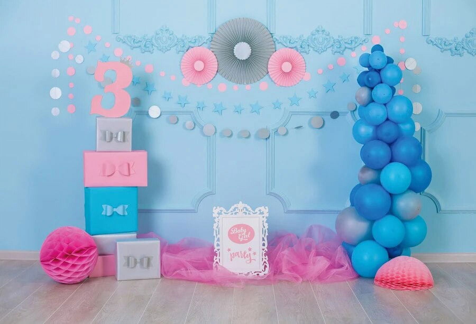 Birthday Backdrops Pink Blue Curtain Candy Lollipop Donut Ice Cream ...