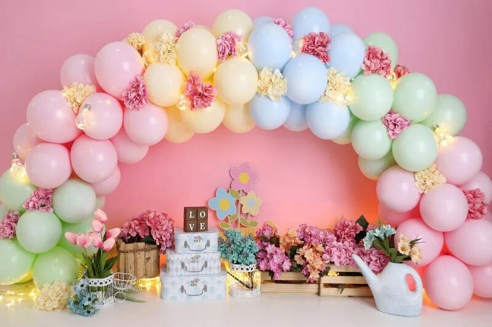 Birthday Backgrounds Gray Wall Balloons Clouds Bear Gifts Baby Room ...