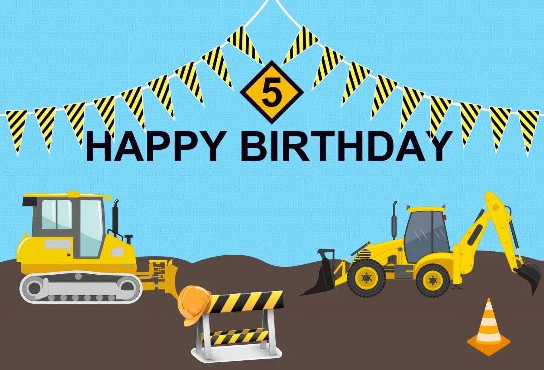 Birthday Backgrounds Outdoor Construction Zone Excavator Truck Crane ...