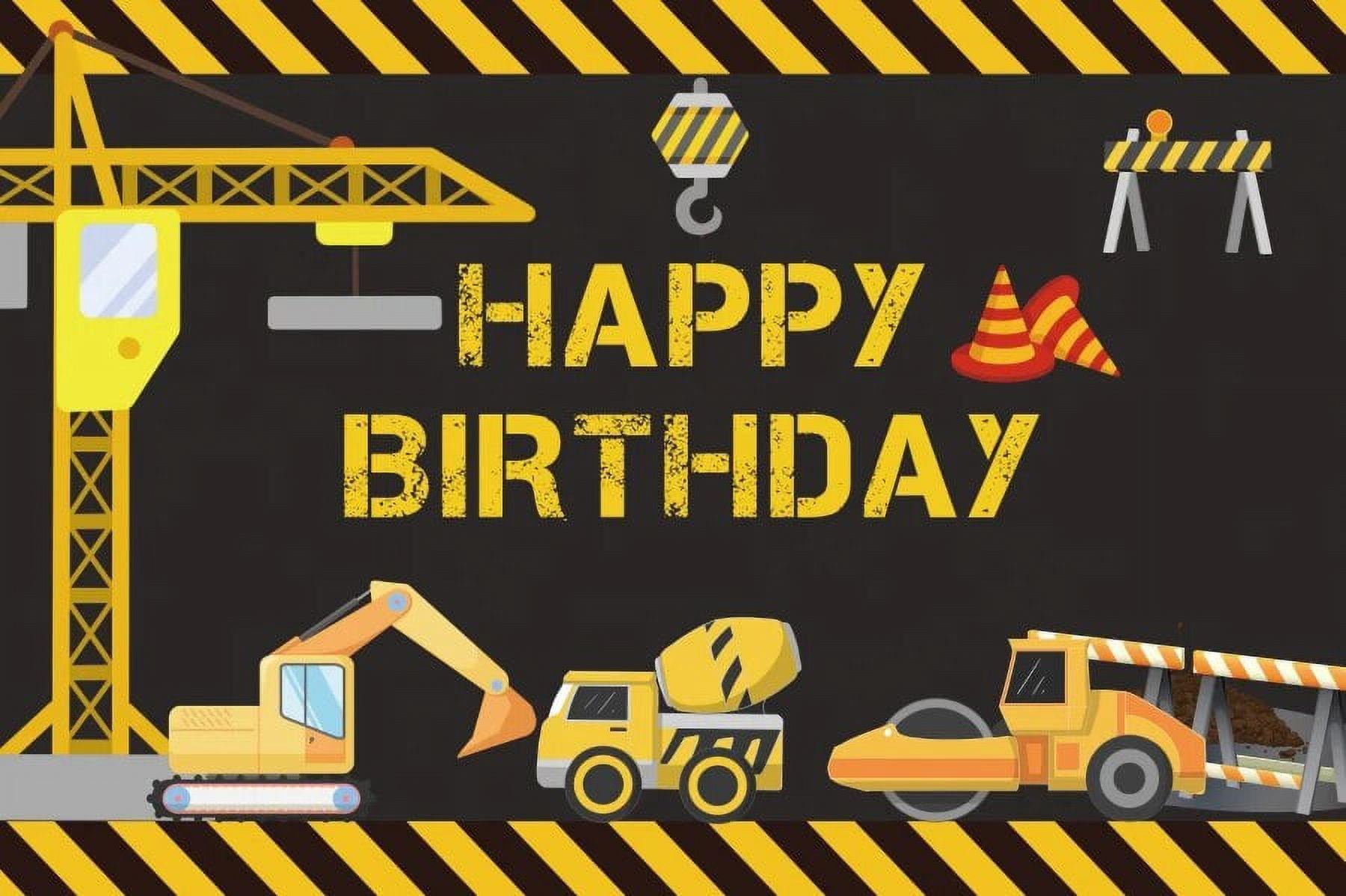 Birthday Backgrounds Outdoor Construction Zone Excavator Truck Crane ...