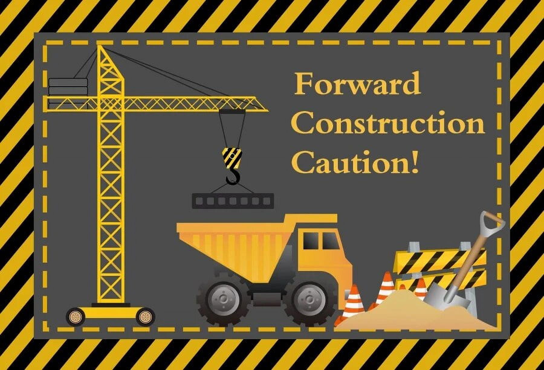 Birthday Backgrounds Outdoor Construction Zone Excavator Truck Crane ...