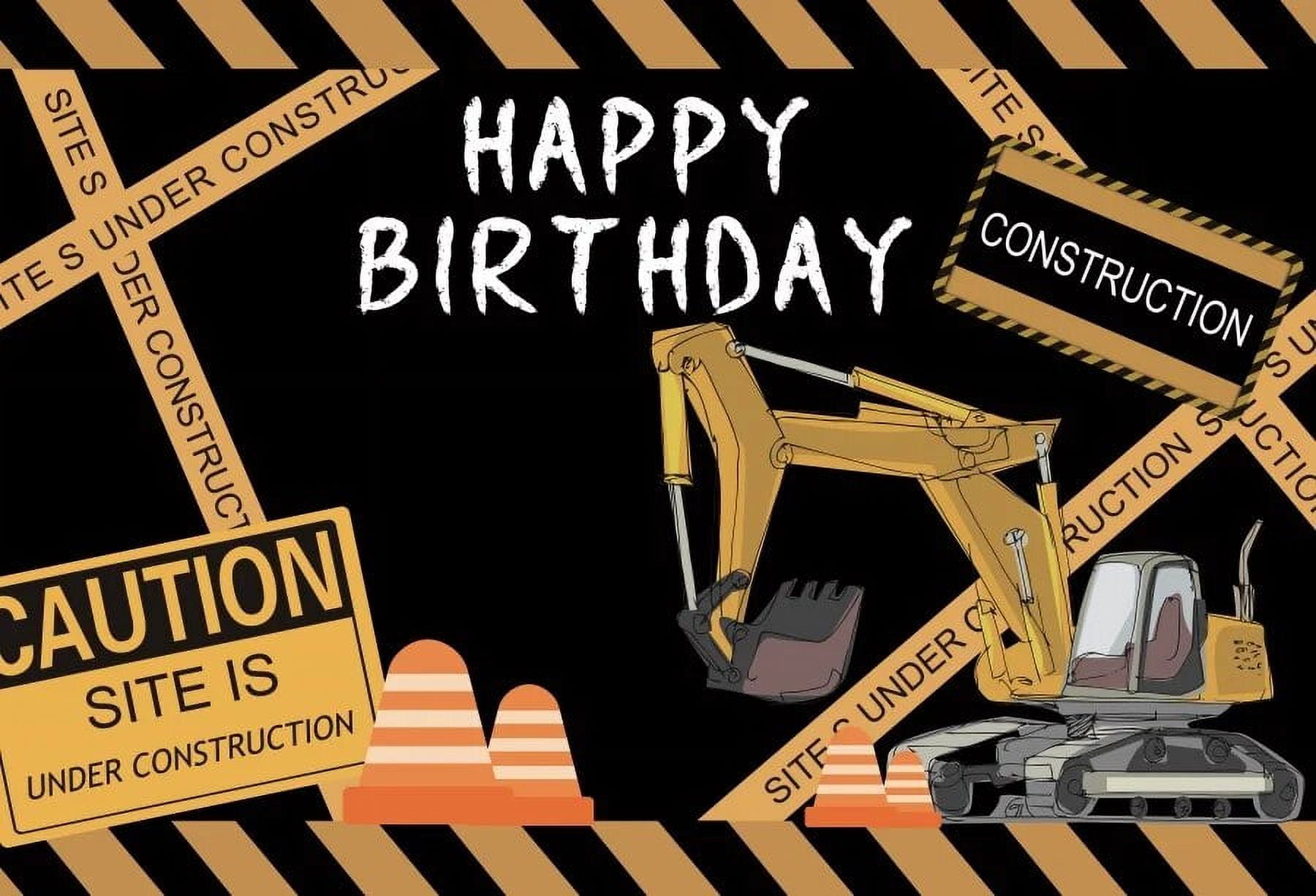 Birthday Backgrounds Outdoor Construction Zone Excavator Truck Crane ...