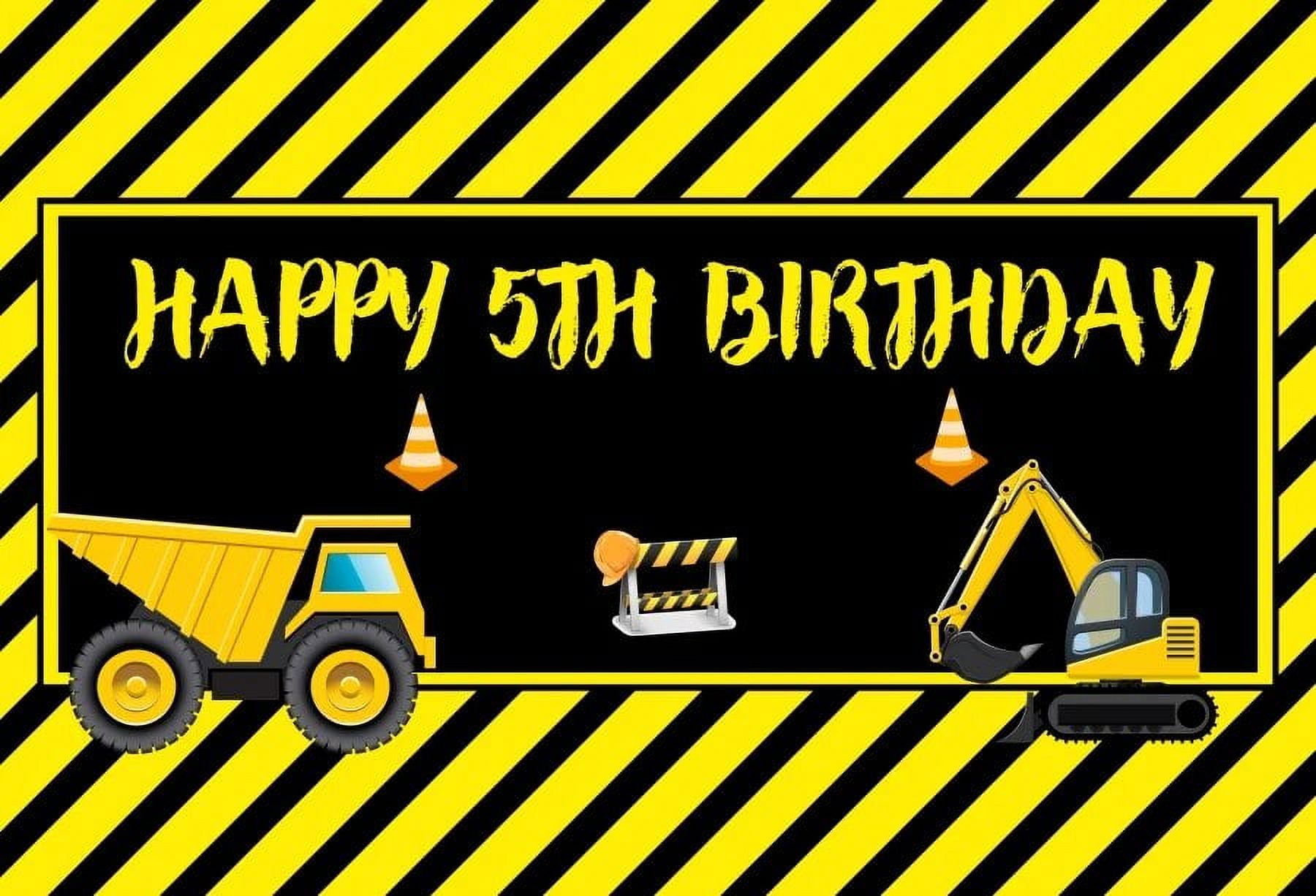 Birthday Backgrounds Outdoor Construction Zone Excavator Truck Crane ...
