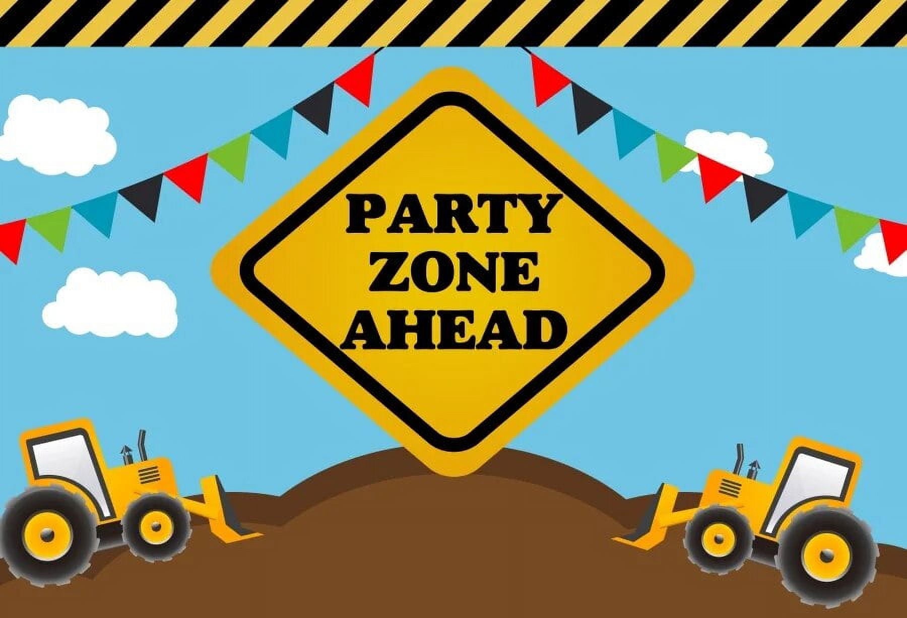 Birthday Backgrounds Outdoor Construction Zone Excavator Truck Crane ...
