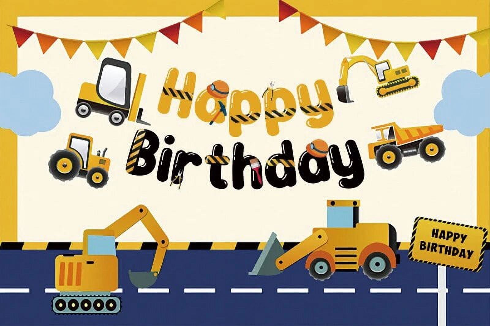 Birthday Backgrounds Outdoor Construction Zone Excavator Truck Crane ...