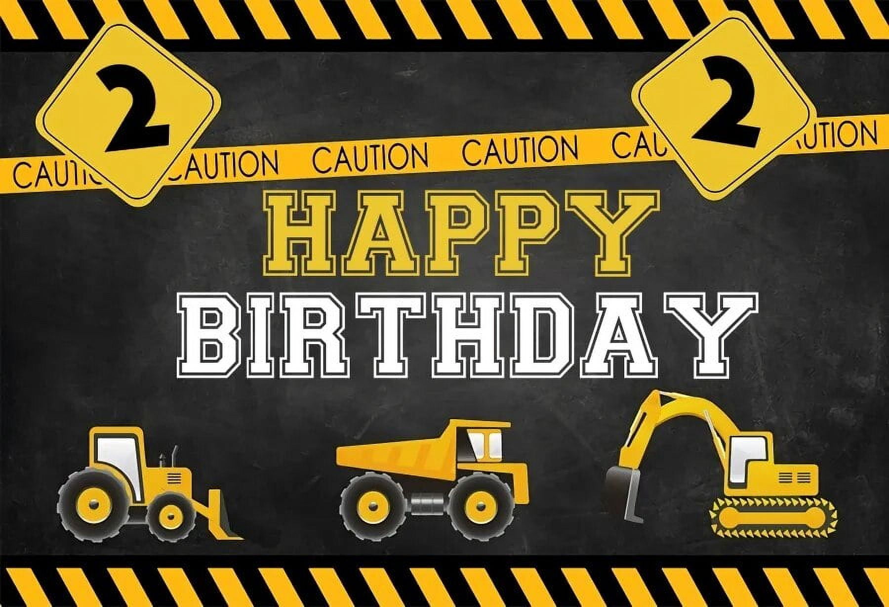 Birthday Backgrounds Outdoor Construction Zone Excavator Truck Crane ...