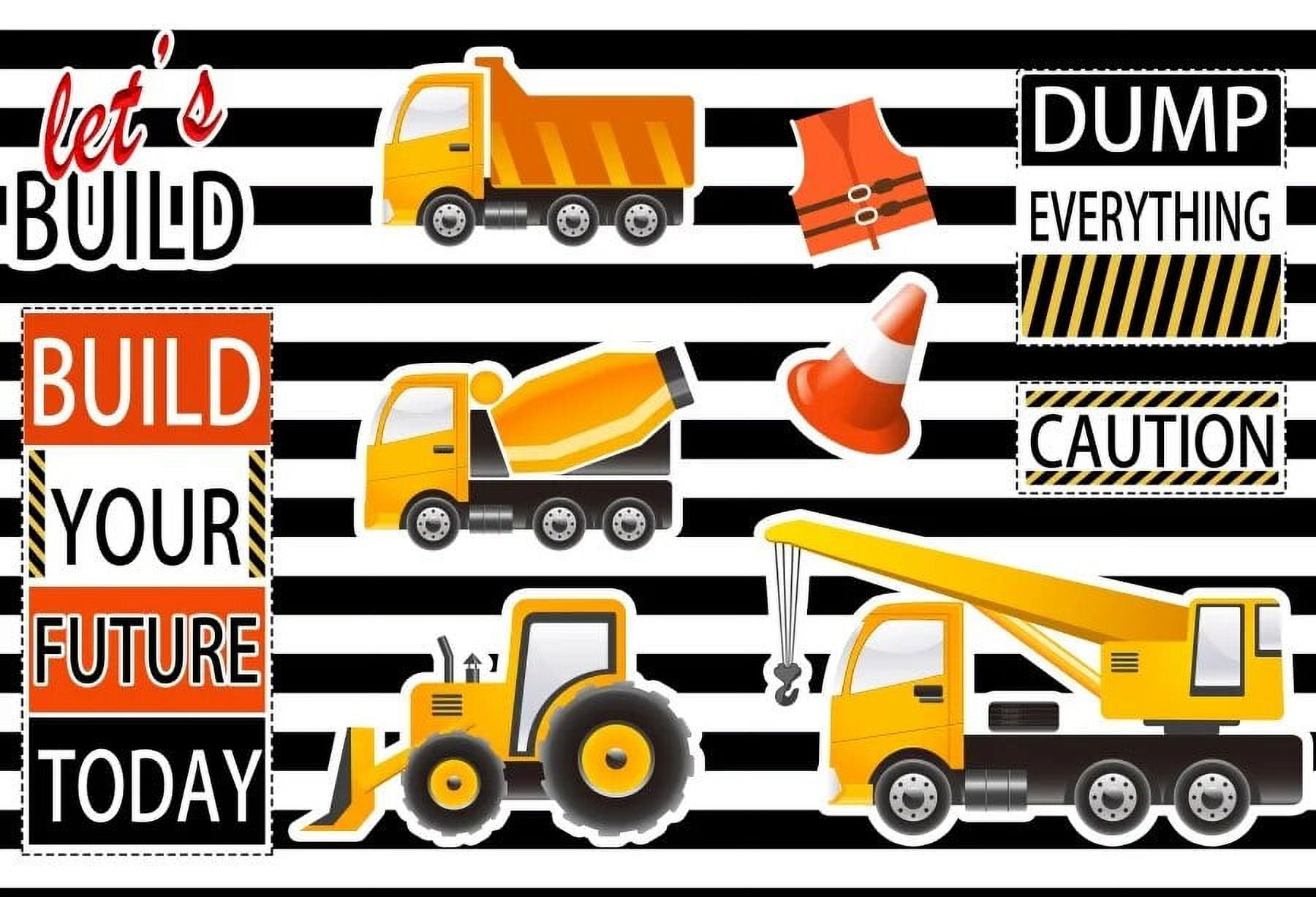 Birthday Backgrounds Outdoor Construction Zone Excavator Truck Crane ...