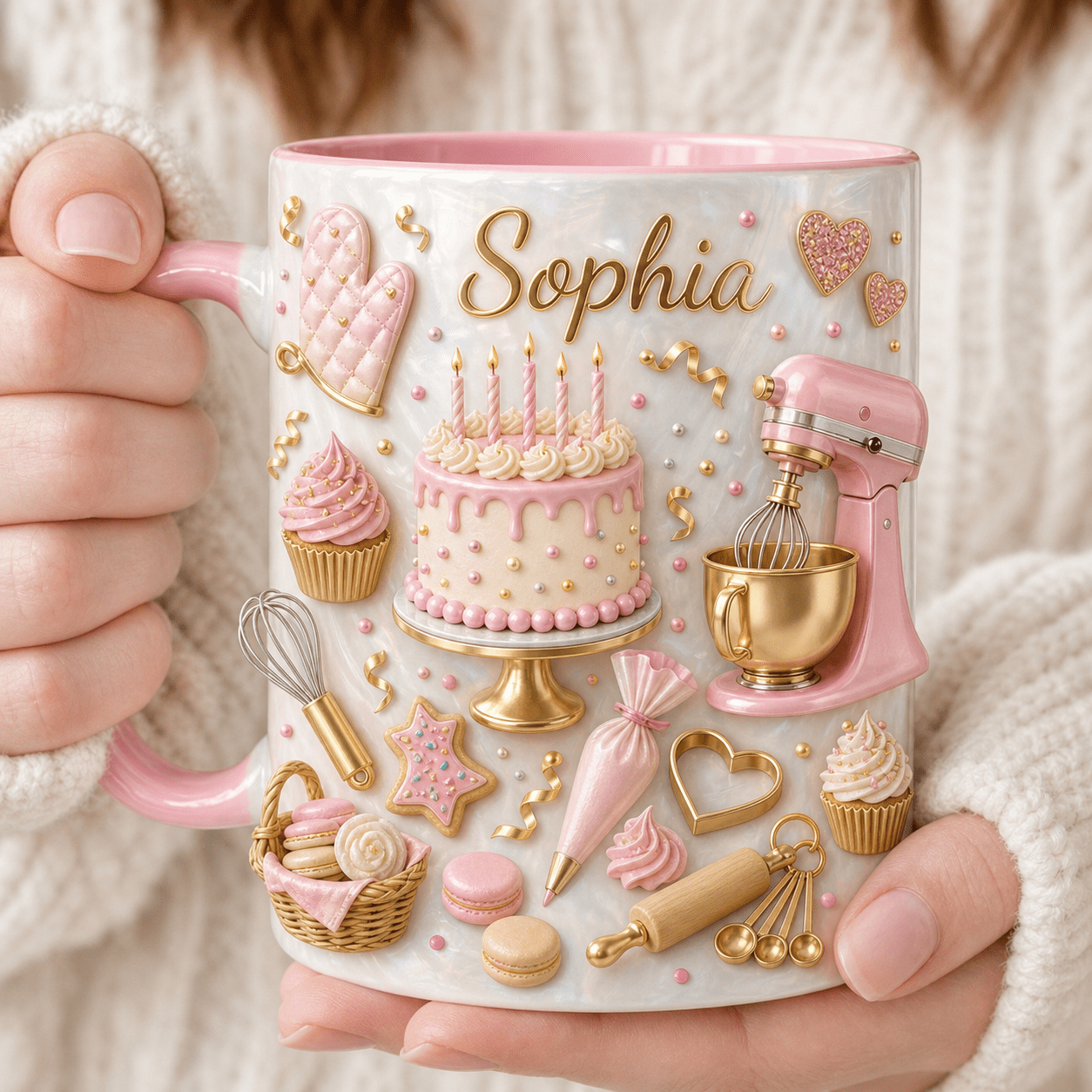 Birthday Baker Mug Custom Name Accent Mug, Birthday Gift for Her ...